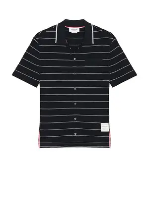Thom Browne Short Sleeve Button Down Shirt In Blue