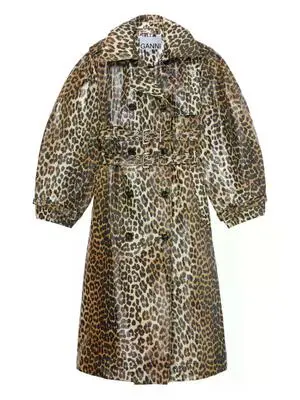 GANNI Belted Leopard Print Coat