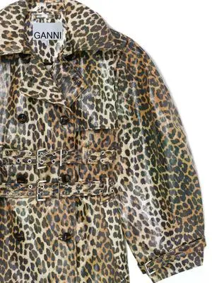 GANNI Belted Leopard Print Coat