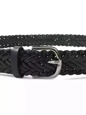 Giorgio Armani Braided Leather Belt - Black