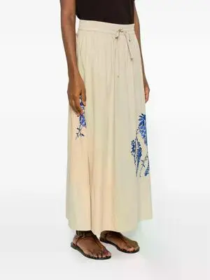 P.a.r.o.s.h Floral-embroidered Maxi Skirt - Neutrals