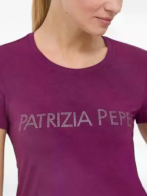 Patrizia Pepe Slim Fit Rhinestone Logo T-shirt