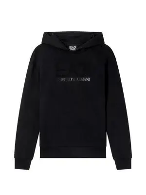 EA7 Logo-detail Hoodie - Black