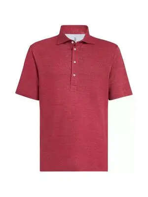 Brunello Cucinelli Point-collar Mélange Polo Shirt - Red