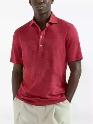 Brunello Cucinelli Point-collar Mélange Polo Shirt - Red
