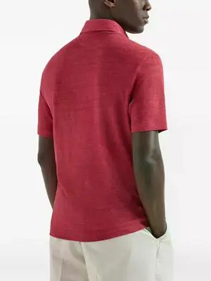 Brunello Cucinelli Point-collar Mélange Polo Shirt - Red