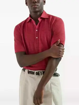 Brunello Cucinelli Point-collar Mélange Polo Shirt - Red