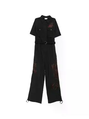 P.a.r.o.s.h Flower Embroidered Jumpsuit - Black