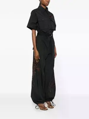 P.a.r.o.s.h Flower Embroidered Jumpsuit - Black
