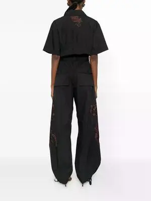 P.a.r.o.s.h Flower Embroidered Jumpsuit - Black