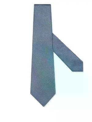 Zegna Geometric Pattern Silk Tie - Blue