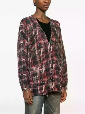 R13 Oversized Checked Cardigan