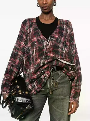 R13 Oversized Checked Cardigan