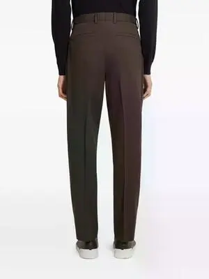 Zegna Pleated Cotton-wool Trousers - Brown