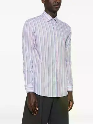Etro Striped Embroidered-logo Shirt