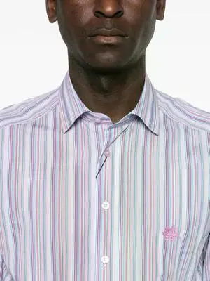 Etro Striped Embroidered-logo Shirt