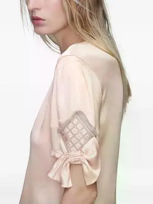 MAISON MARGIELA Tie-sleeve Lace Top