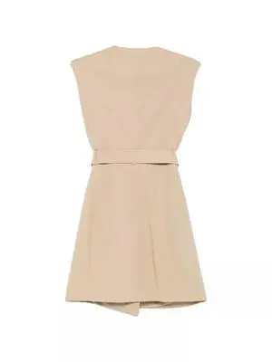 Balmain Sleeveless V-neck Belted Blazer Mini Dress