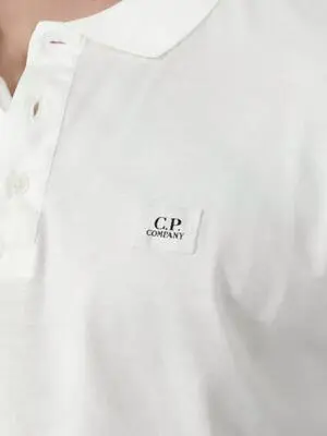 C.P. COMPANY Buttoned Logo-patch Polo Shirt