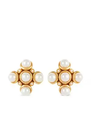 SUSAN CAPLAN 1980s Faux-pearl Clip-on Earrings - Gold