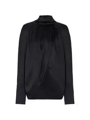 Balmain Draped Silk Blouse - Black