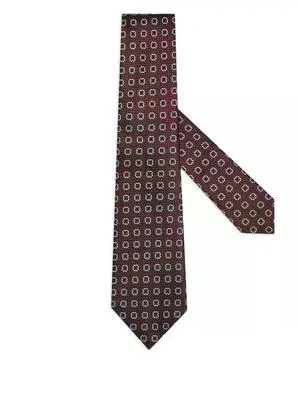 Zegna Jacquard Silk Neck Tie - Red