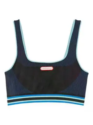 Casablanca Striped-detail Logo-patch Sports Bra - Blue