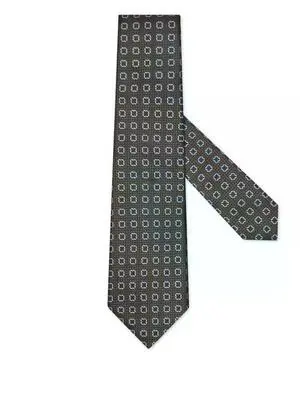 Zegna Geometric-pattern Silk Neck Tie - Brown