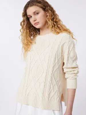 Max Mara Cable And Diamond Knit Cotton Sweater