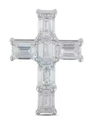 LB EXCLUSIVE Emerald-cut Diamond Cross Pendant - Silver