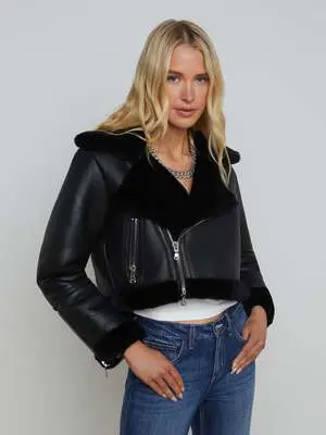 L'Agence Pike Shearling Leather Jacket