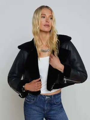 L'Agence Pike Shearling Leather Jacket