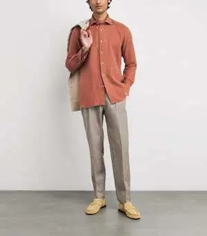 100HANDS Brushed Linen Shirt - Brown