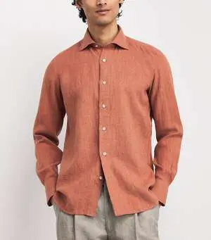 100HANDS Brushed Linen Shirt - Brown