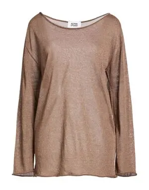 Alpha Studio Metallic Knit Top - Brown