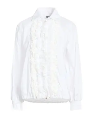 Alpha Studio Ruched Cotton Shirt - White
