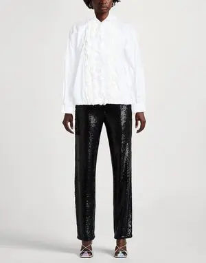 Alpha Studio Ruched Cotton Shirt - White