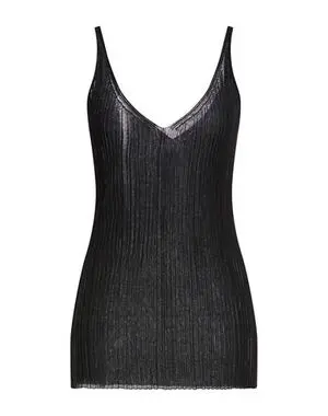 Alpha Studio Sleeveless Ribbed-knit Top - Black