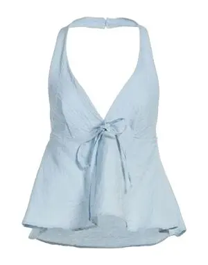 VICOLO Peplum Halterneck Top - Blue