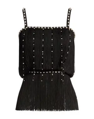 Elisabetta Franchi Crepe Top With Appliqués - Black