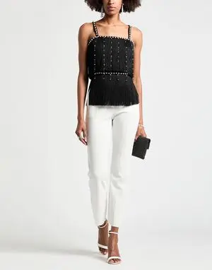 Elisabetta Franchi Crepe Top With Appliqués - Black