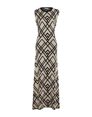 KAOS Jacquard-knit Maxi Dress - Beige