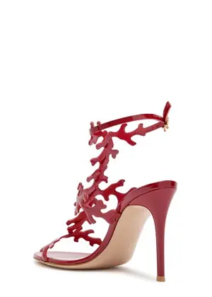 GIANVITO ROSSI Glossed Nappa Coral-design Sandals