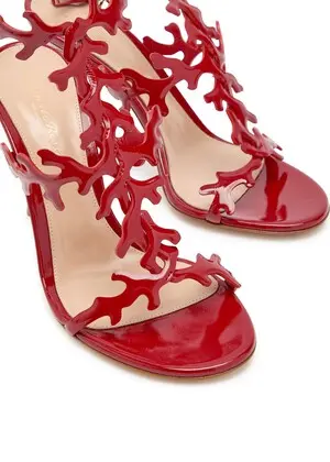 GIANVITO ROSSI Glossed Nappa Coral-design Sandals