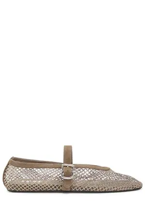 Alaïa Embellished Mesh Ballet Flats - Silver