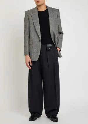 Saint Laurent Checked Wool Blazer - Black