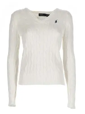 Polo Ralph Lauren Cable Knit V-neck Pullover - White
