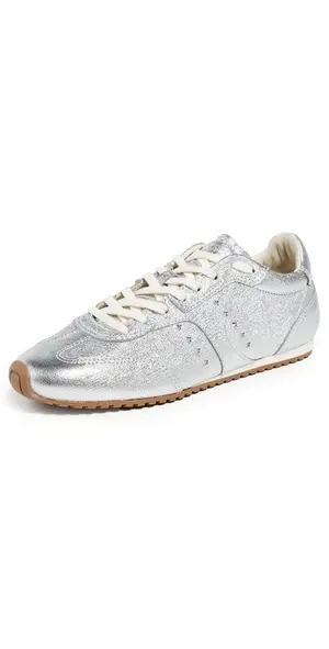 Larroude Stella Sneakers - Silver Metallic Leather