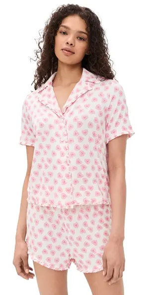 Hill House Home The Paige Pajama Set - Doily Heart/pink