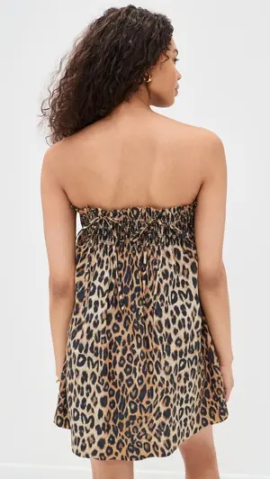DAMSON MADDER Lilo Mini Dress Leopard Print - Brown